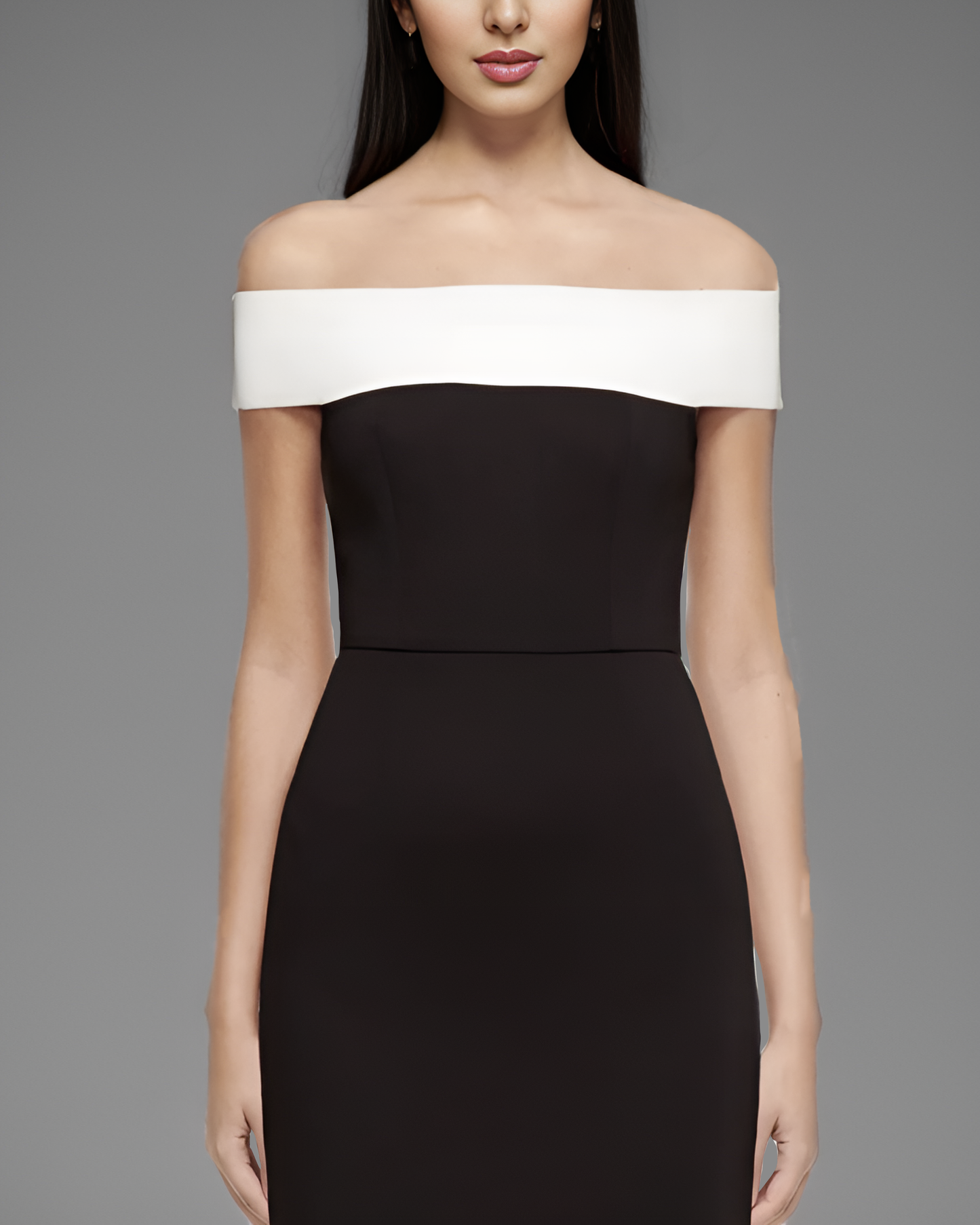 Black White Off Shoulder Gown – Svelte Couture